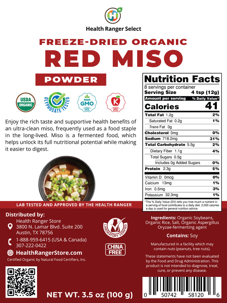 Freeze Dried Organic Red Miso Powder 3.5oz (100g) — Brighteon Store