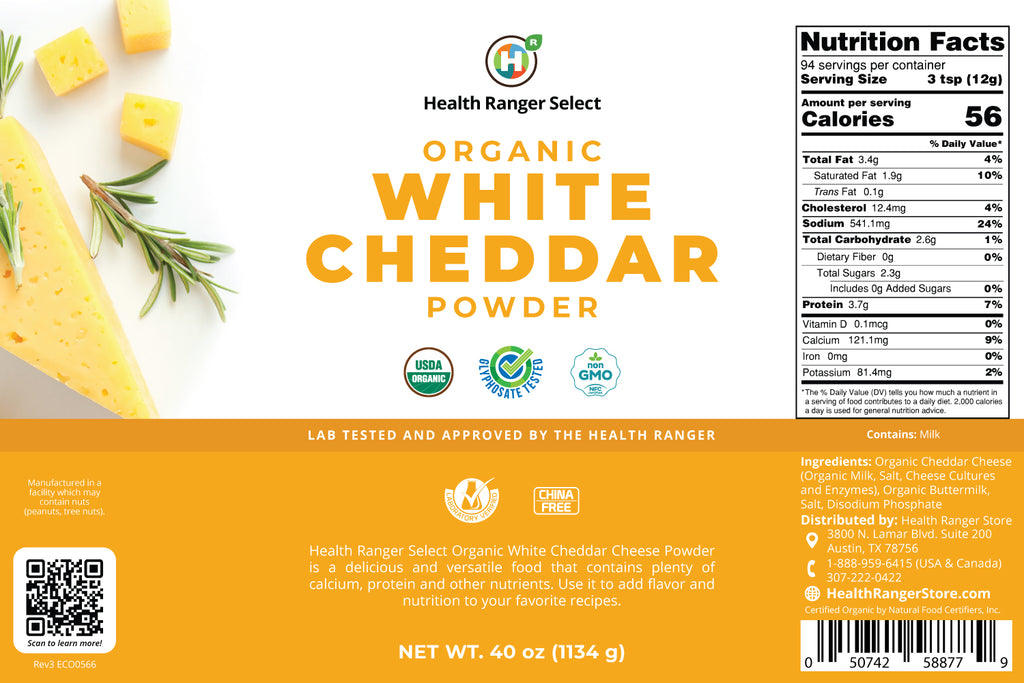 Organic White Cheddar Cheese Powder (40 oz, 1134g) #10 Can (2-Pack ...