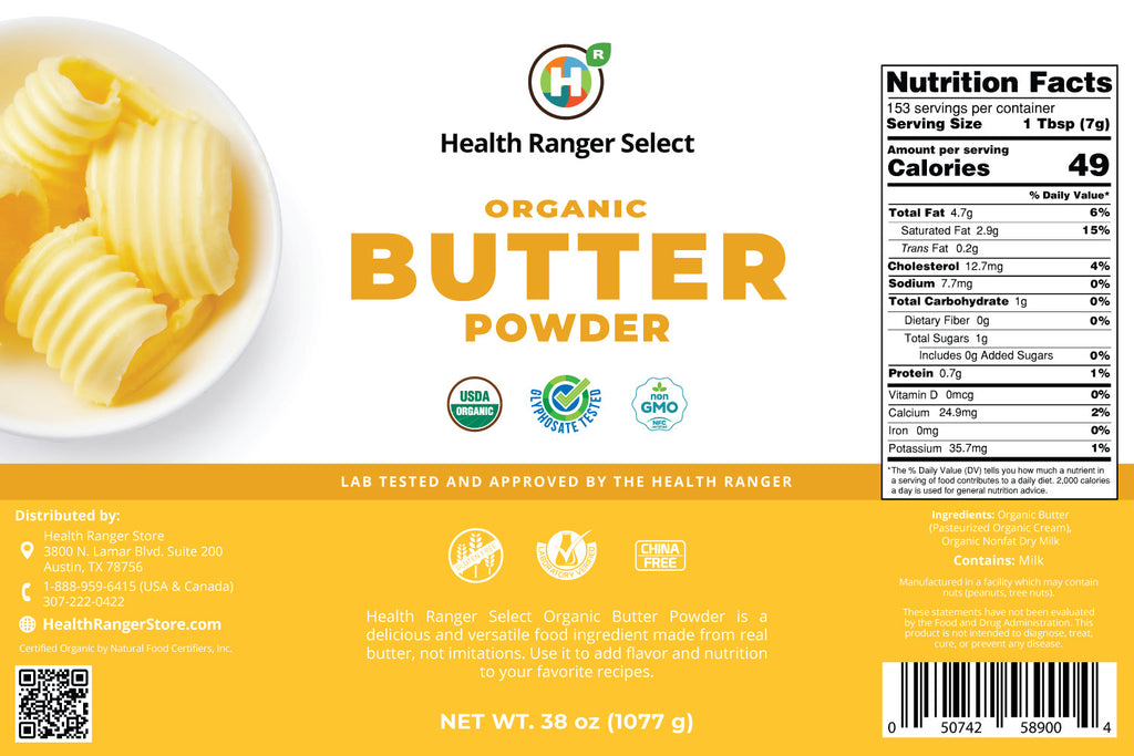 Organic Butter Powder 38 oz (1077 g) #10 Can (2-Pack) — Brighteon Store