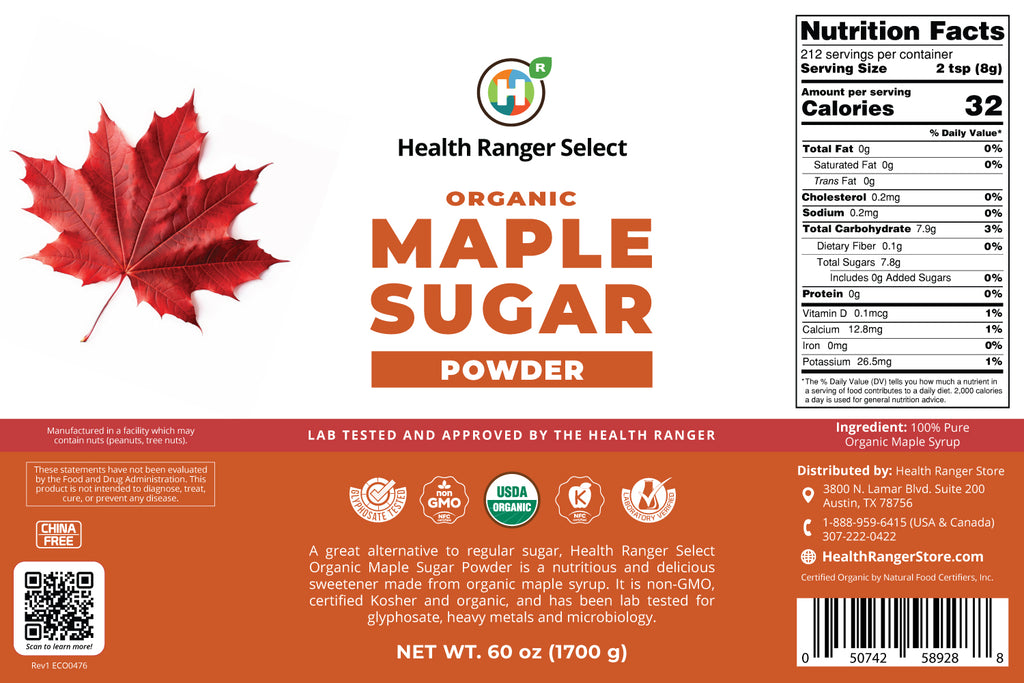 Organic Maple Sugar Powder 60 oz (#10 can, 1700 g) (2-Pack) — Brighteon ...