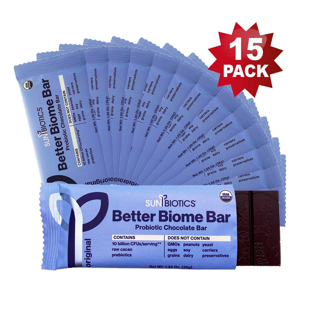 Sunbiotics Better Biome Bar - Probiotic Chocolate Bar - Original (Case ...