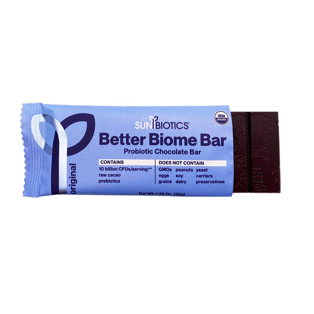 Sunbiotics Better Biome Bar - Probiotic Chocolate Bar - Original (Case ...