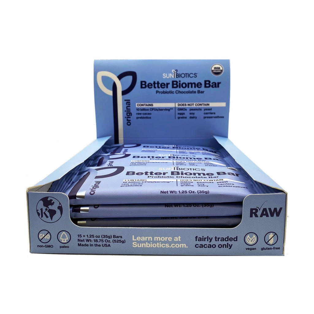 Sunbiotics Better Biome Bar - Probiotic Chocolate Bar - Original (Case ...