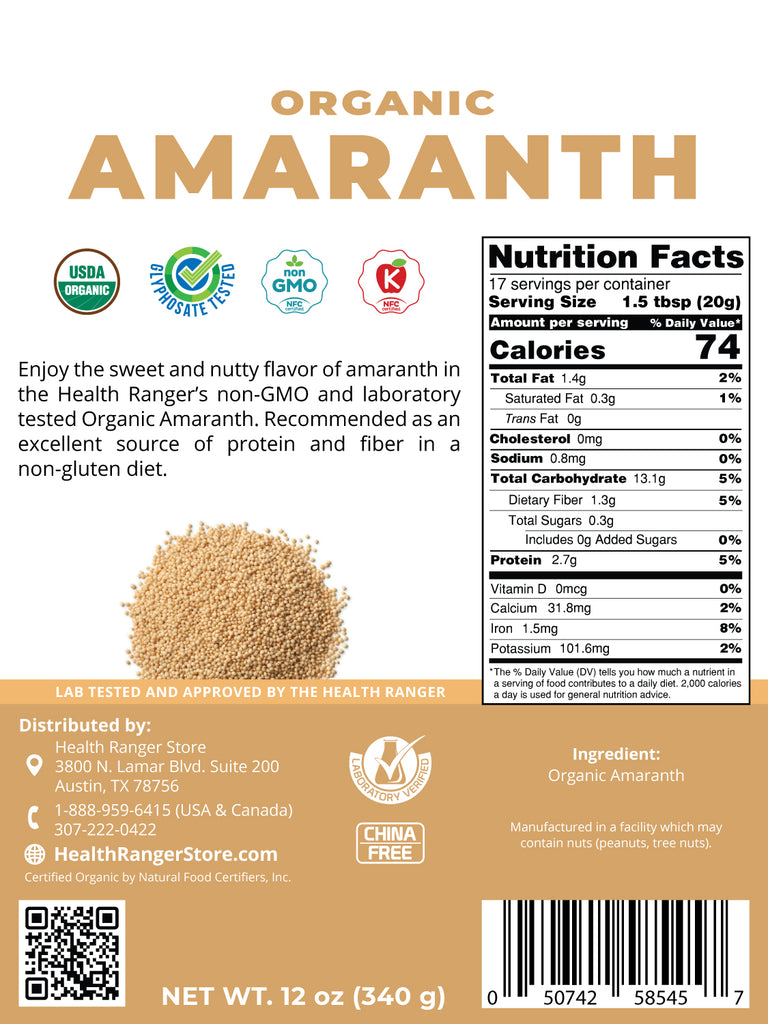 Organic Amaranth 12 oz (340g) — Brighteon Store